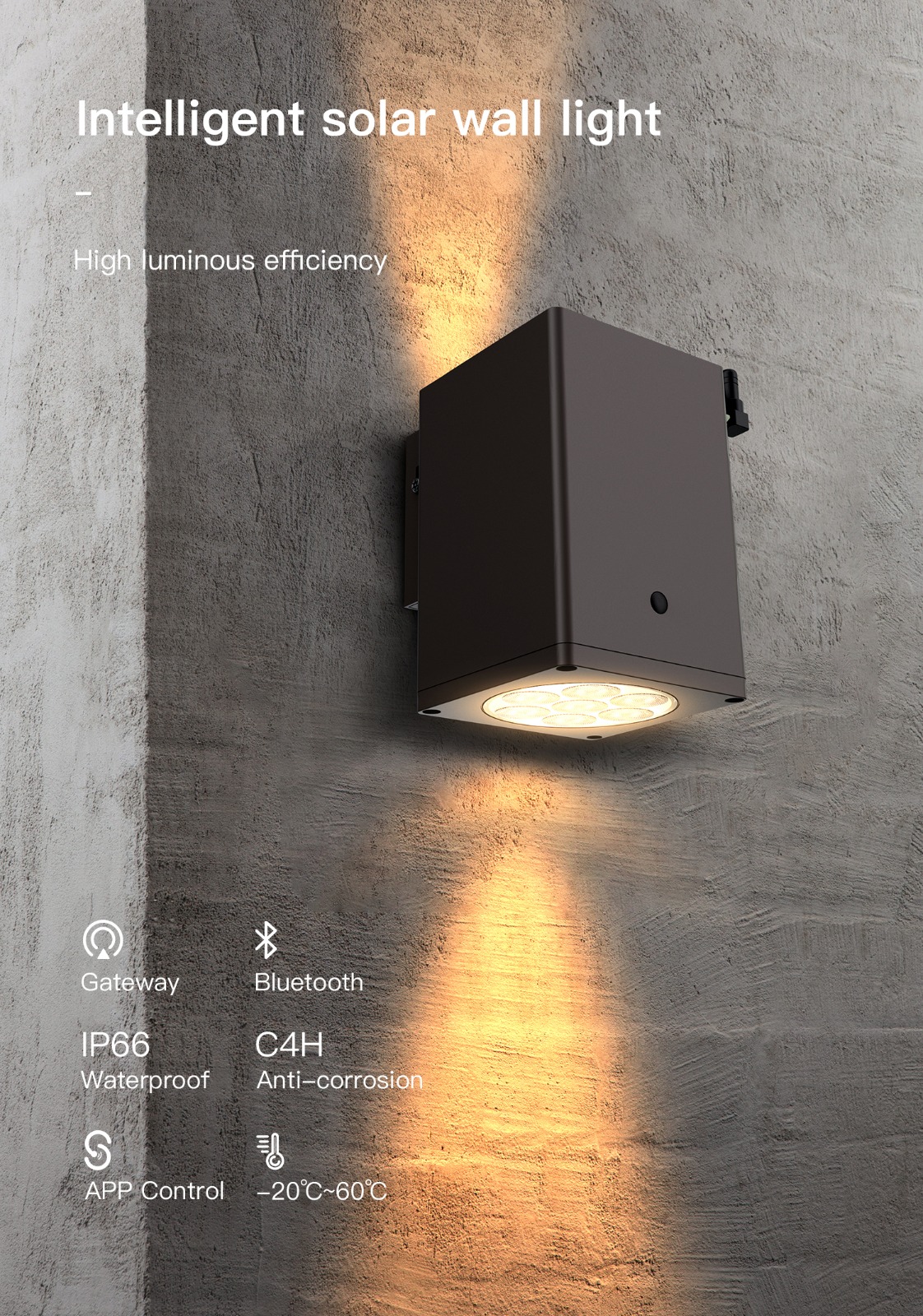 AUL-01 Solar Wall Light: Up and Down Outdoor Lighting